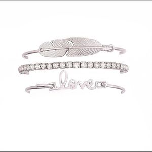 Accessories | Cute Bundle Crystal Open Bracelet Bangle Set | Poshmark
